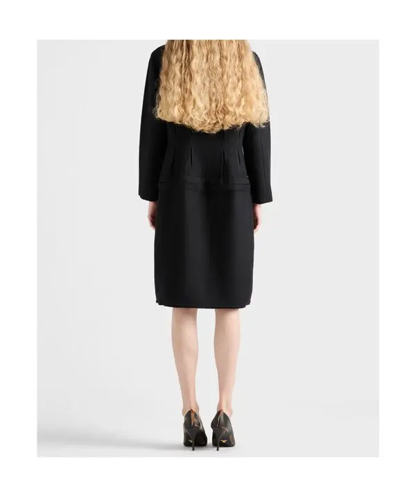 Prada Chevron Wool Dress With Belt