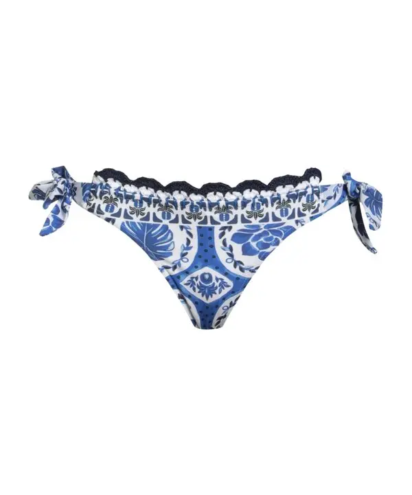 Farm Rio Floral-print Bikini Bottom - Blue