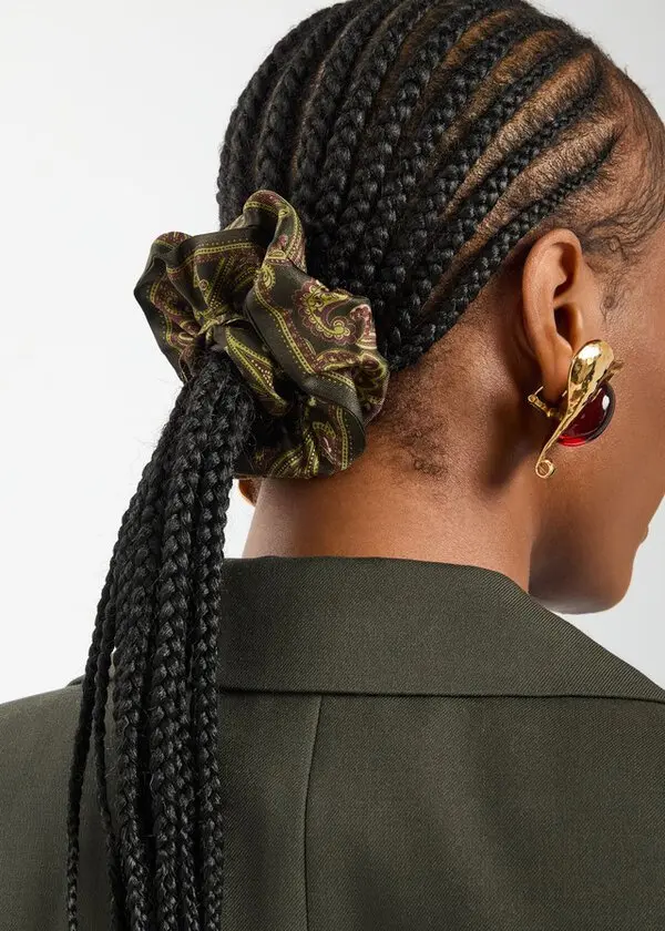 Saint Laurent Paisley-print Silk Scrunchie - Black