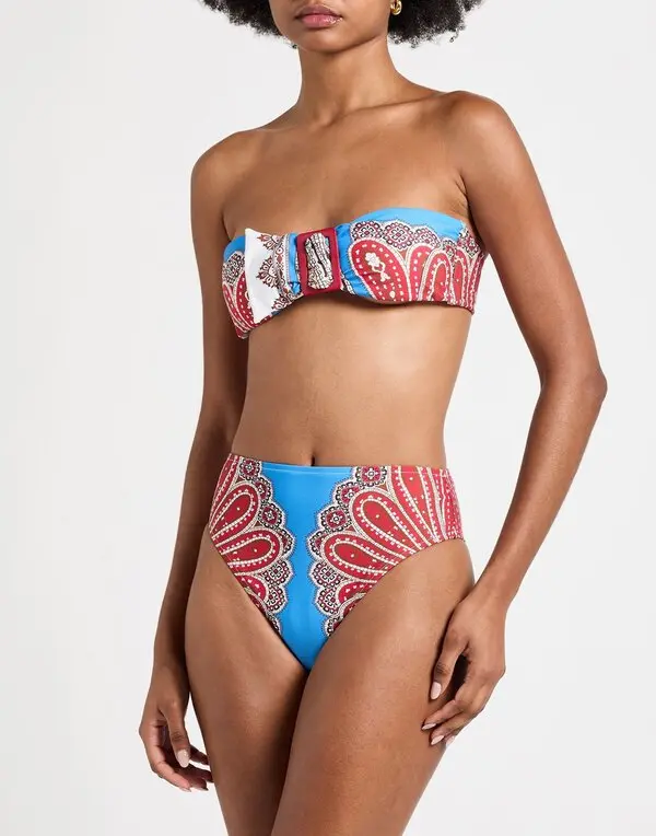 Farm Rio Strapless Bikini Top With Patterned Back Tie
