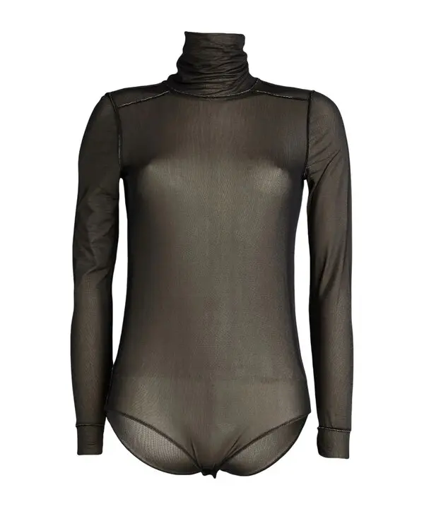 MAISON MARGIELA Solid Color Mesh Long-sleeve Turtleneck