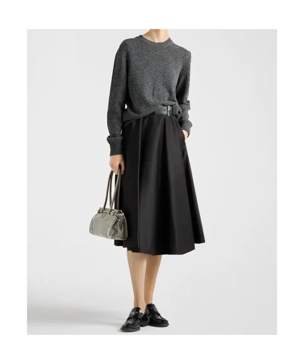 Prada Pleated Midi Skirt With Belted Waist