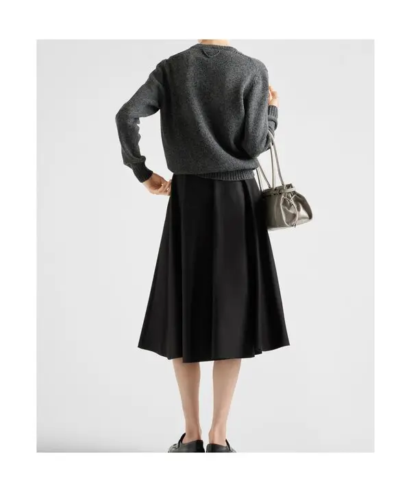 Prada Pleated Midi Skirt With Belted Waist