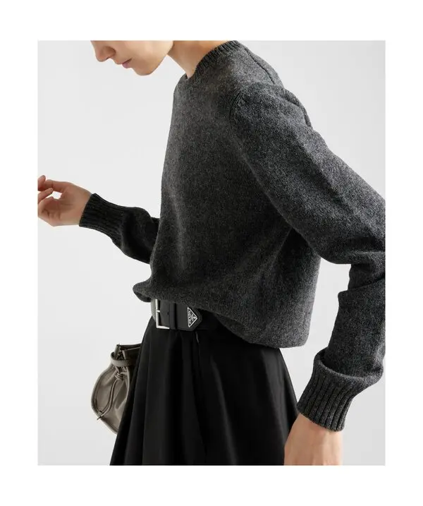 Prada Pleated Midi Skirt With Belted Waist