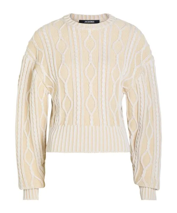 Jacquemus La Maille Amelo Cable-knit Cotton Jumper - Nude