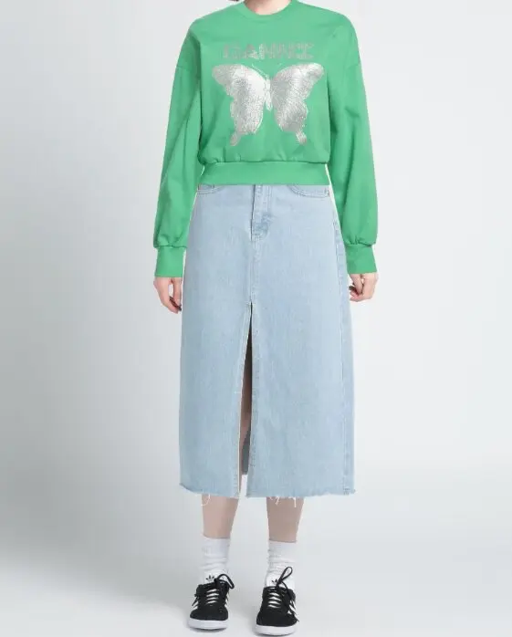 GANNI Fleece Sweatshirt With Glittered Logo And Butterfly Print