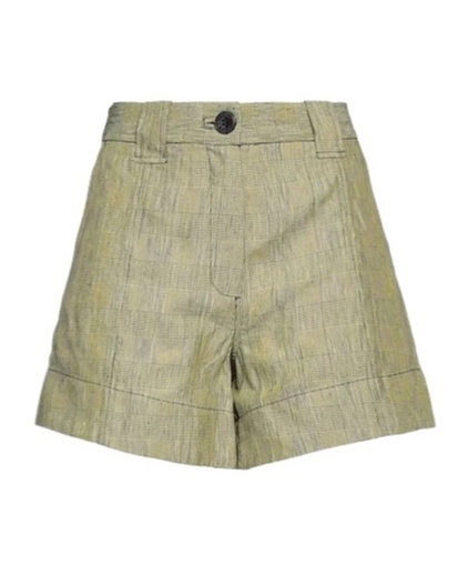GANNI Plaid High-waisted Chinos Shorts