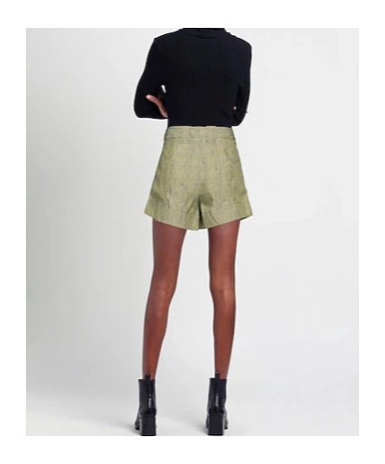 GANNI Plaid High-waisted Chinos Shorts