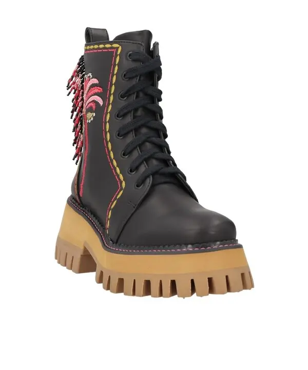 Farm Rio Embroidered Block Heel Ankle Boots