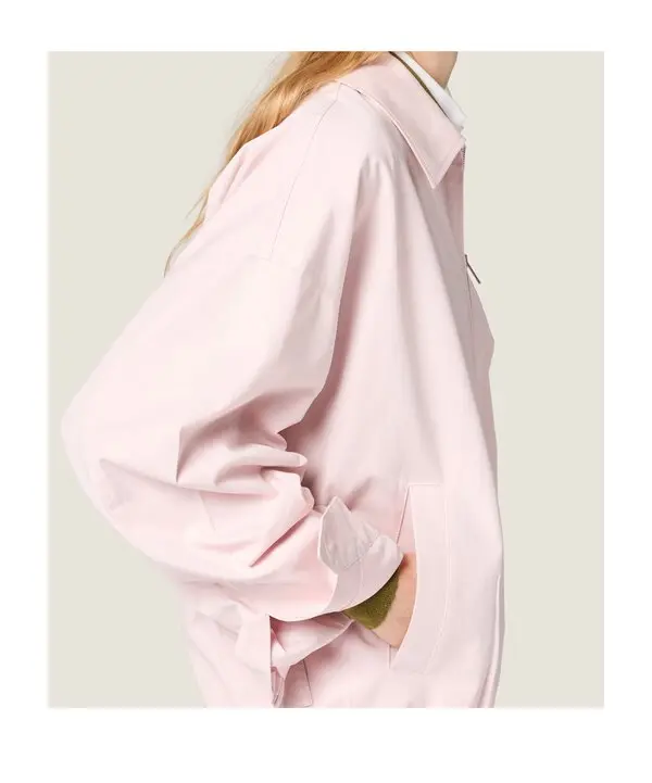 Miu Miu Zip-up Blouson Jacket With Embroidered Logo - Pink