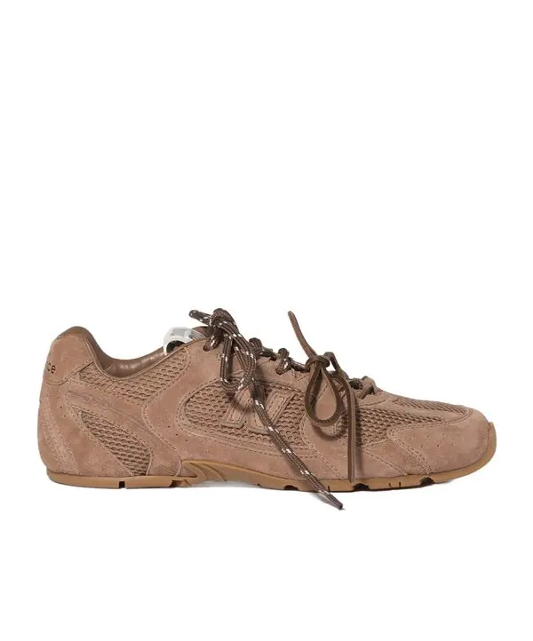 Miu Miu X New Balance Suede And Mesh Low-top Sneakers - Brown