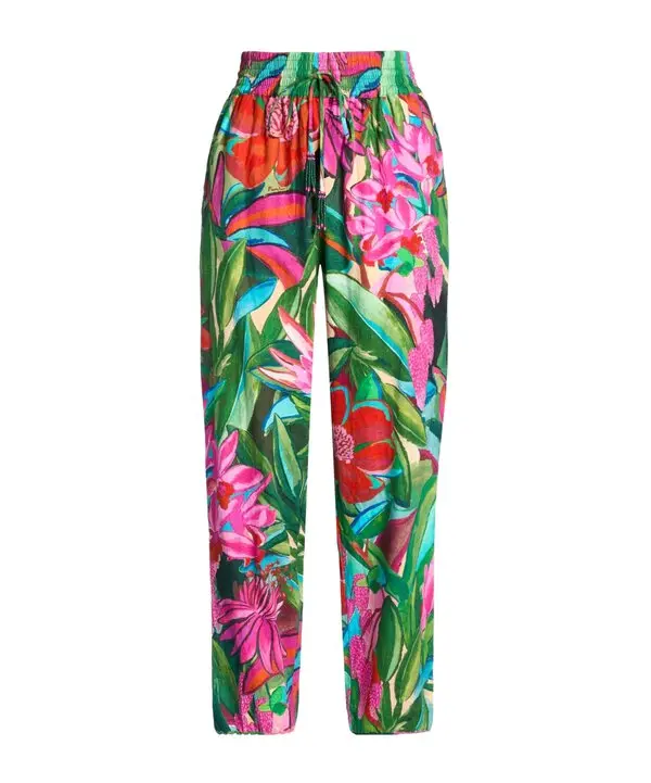 Farm Rio Floral Print Drawstring Waist Pants