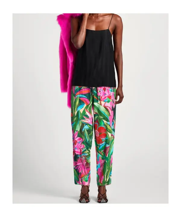 Farm Rio Floral Print Drawstring Waist Pants