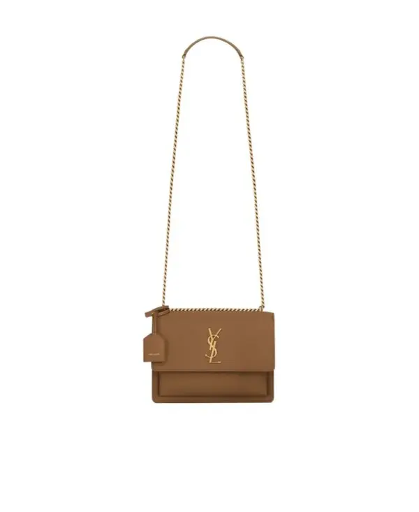 Saint Laurent Sunset Chained Medium Shoulder Bag - Brown