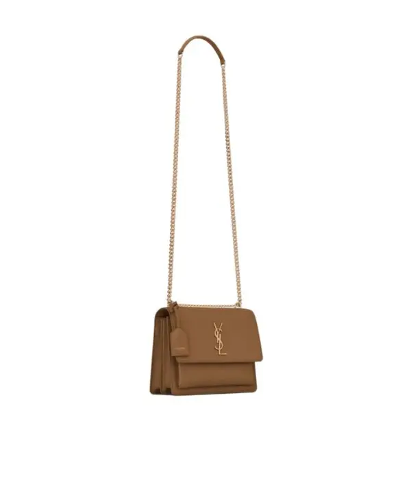 Saint Laurent Sunset Chained Medium Shoulder Bag - Brown
