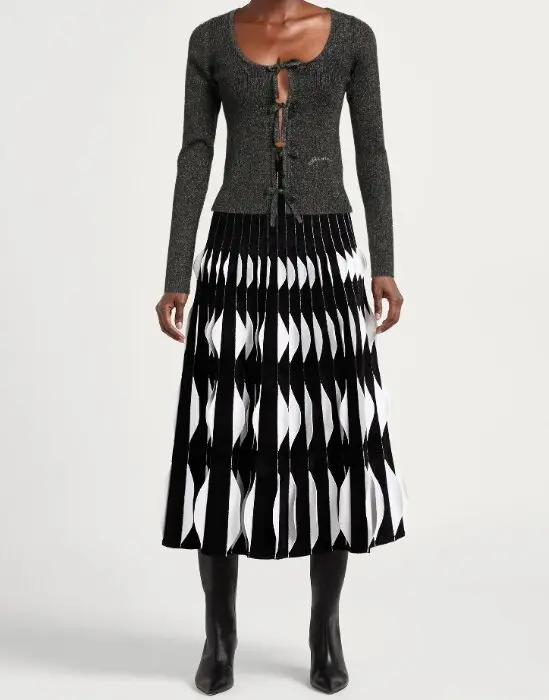 GANNI Metallic Embroidered Logo Cardigan