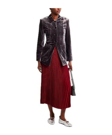 GANNI Velvet Crinkled Blazer