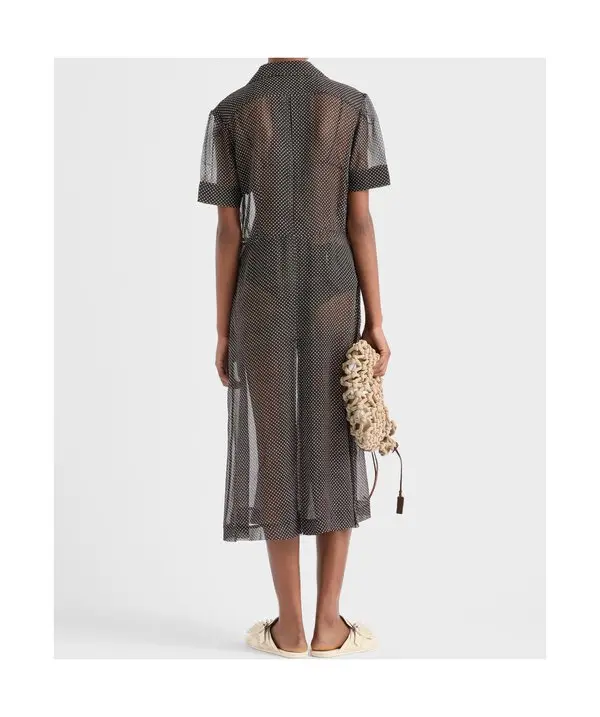 Prada Polka Dot Silk Chiffon Shirt Dress