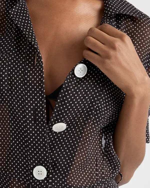 Prada Polka Dot Silk Chiffon Shirt Dress