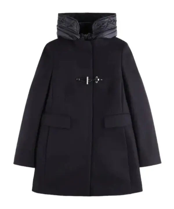FAY Hooded Wool Coat - Blue