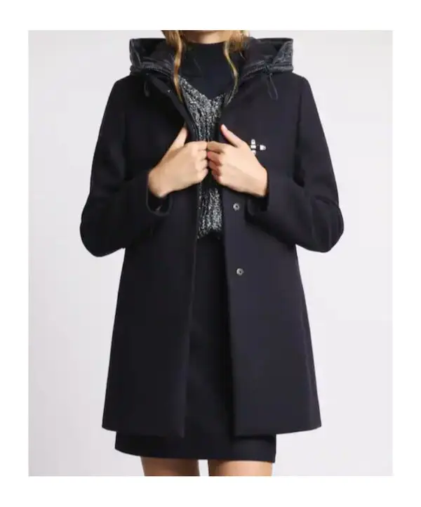 FAY Hooded Wool Coat - Blue