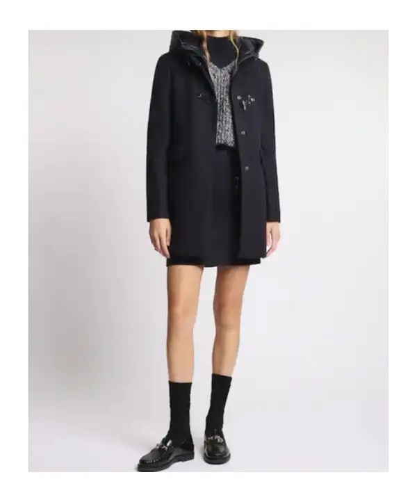 FAY Hooded Wool Coat - Blue
