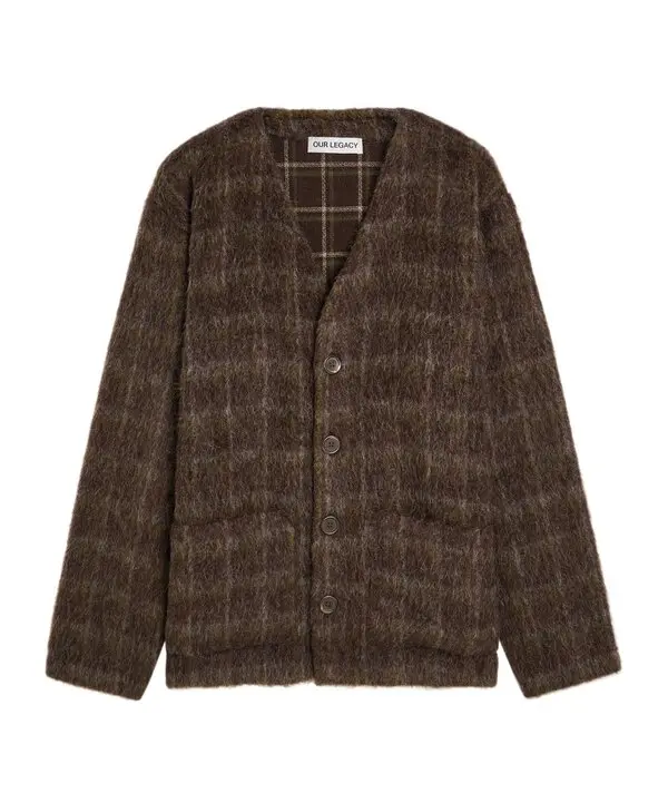 Our Legacy Checked Brushed Wool-blend Cardigan