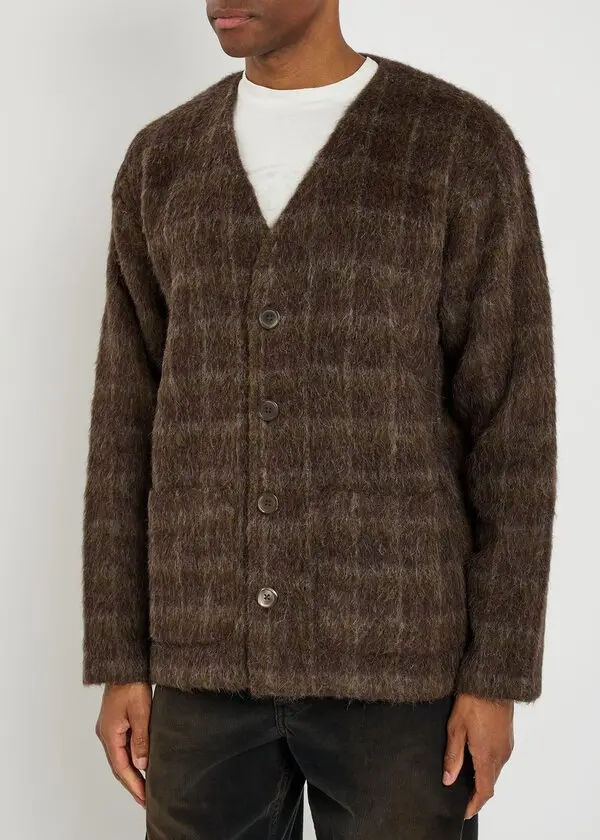 Our Legacy Checked Brushed Wool-blend Cardigan