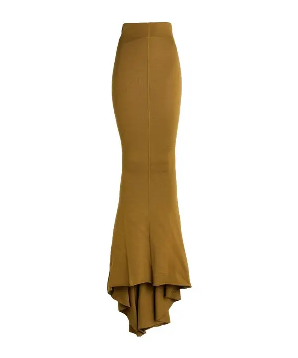 Rick Owens Flared Wool Knit Maxi Skirt