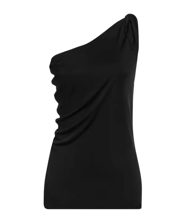 Saint Laurent One-shoulder Knitted Vest With Pleated Details