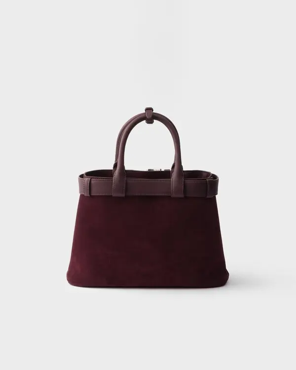 Prada Medium Buckle Leather Tote Bag - Wine Red