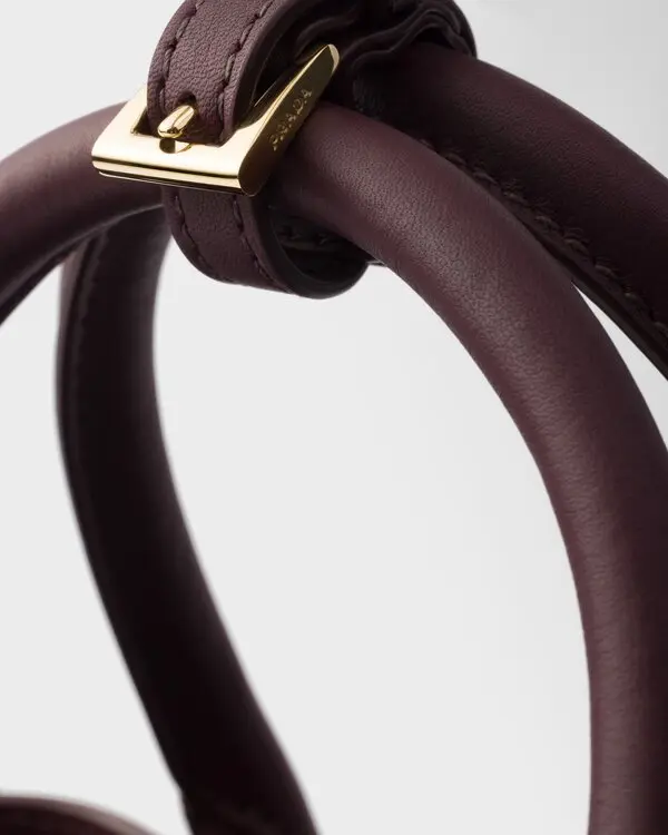 Prada Medium Buckle Leather Tote Bag - Wine Red