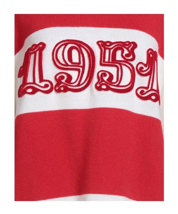 Max Mara Striped Knit Sweater With Embellished Detail