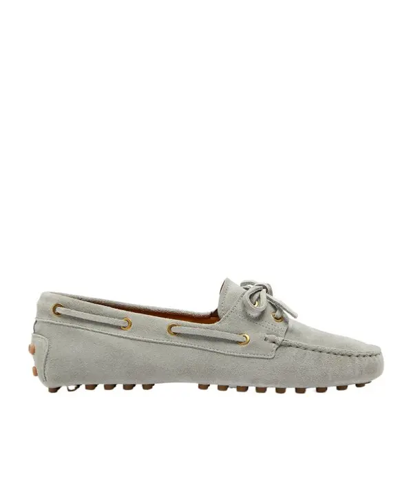 TOD'S Suede Loafers With Studded Sole - Gray