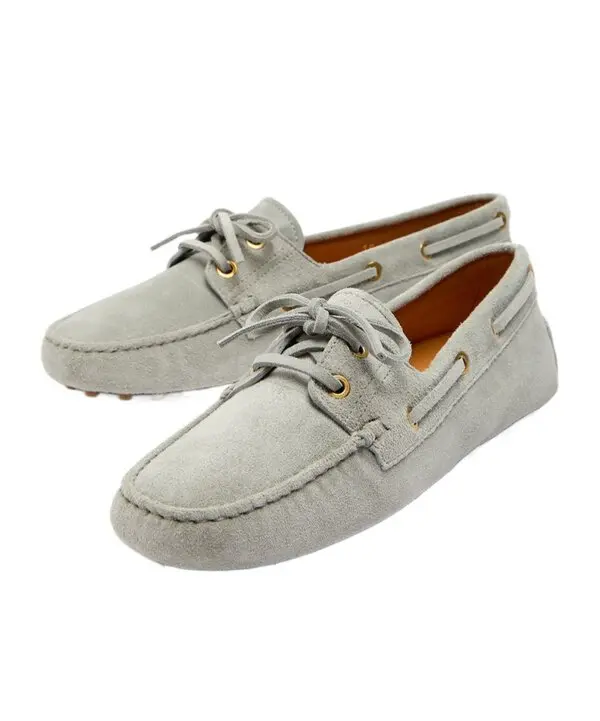 TOD'S Suede Loafers With Studded Sole - Gray