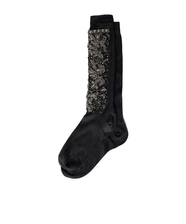 Miu Miu Embellished Ribbed Socks