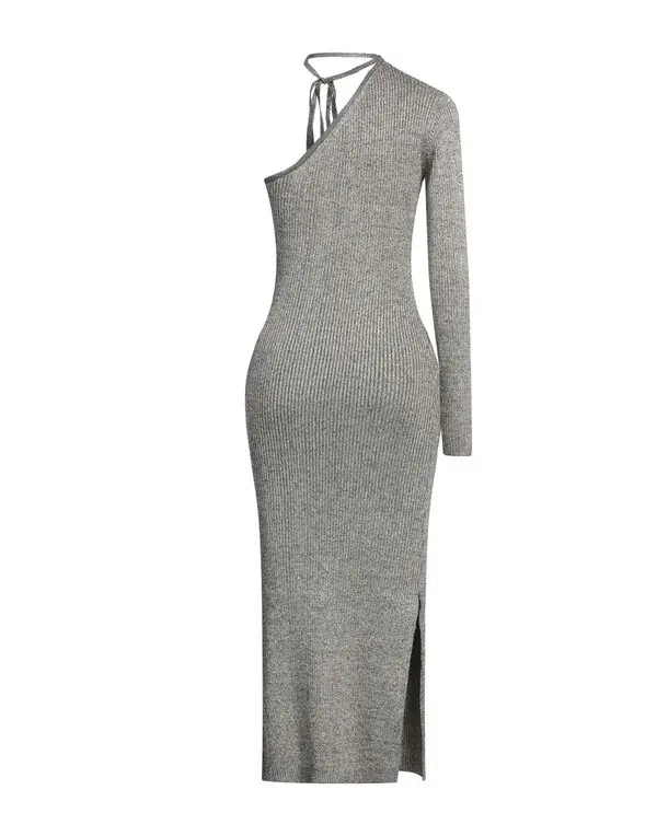 GANNI One-shoulder Metallic Knit Midi Dress
