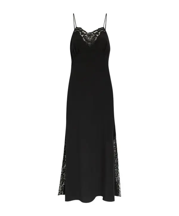 Chloé Lace-trimmed Silk Midi Dress - Black