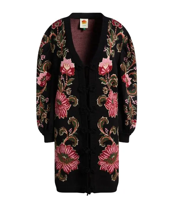 Farm Rio Floral-print Cardigan - Black