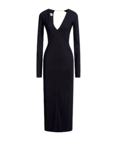 MAISON MARGIELA Long Sleeve Plunge Neck Fitted Dress With Cutout Detail - Black