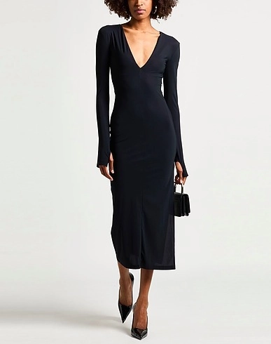 MAISON MARGIELA Long Sleeve Plunge Neck Fitted Dress With Cutout Detail