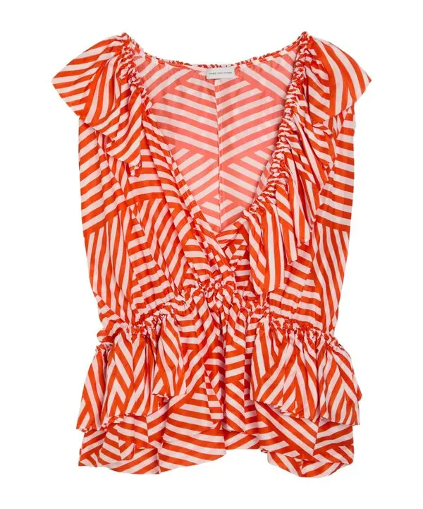 Dries Van Noten Striped Silk Top - Pink