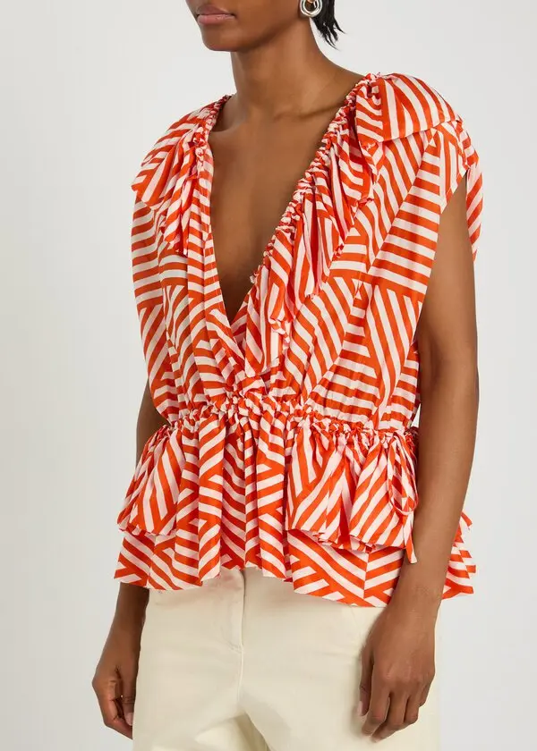 Dries Van Noten Striped Silk Top - Pink