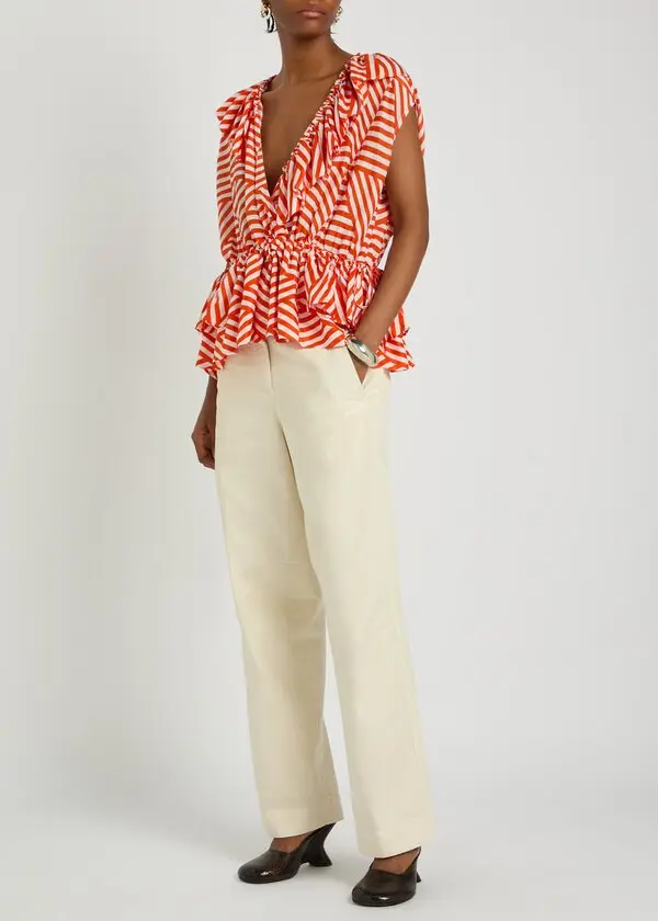 Dries Van Noten Striped Silk Top - Pink
