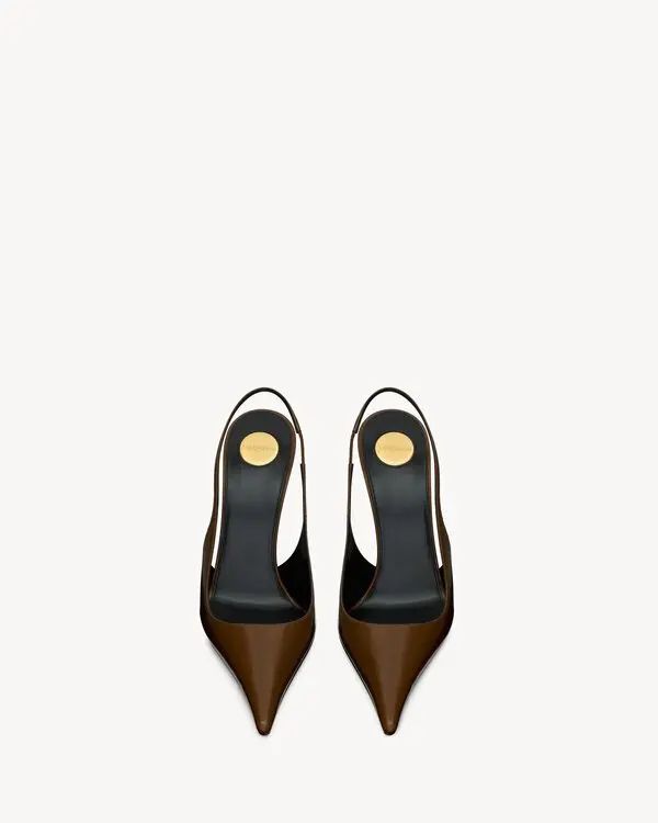 Saint Laurent Vendome Slingback Pumps - Soil Brown