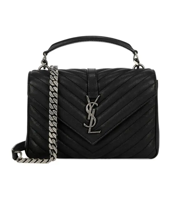 Saint Laurent College Medium Leather Shoulder Bag - Black