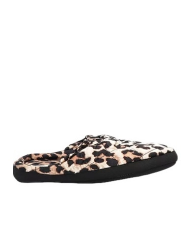 GANNI Leopard Print Satin Slides