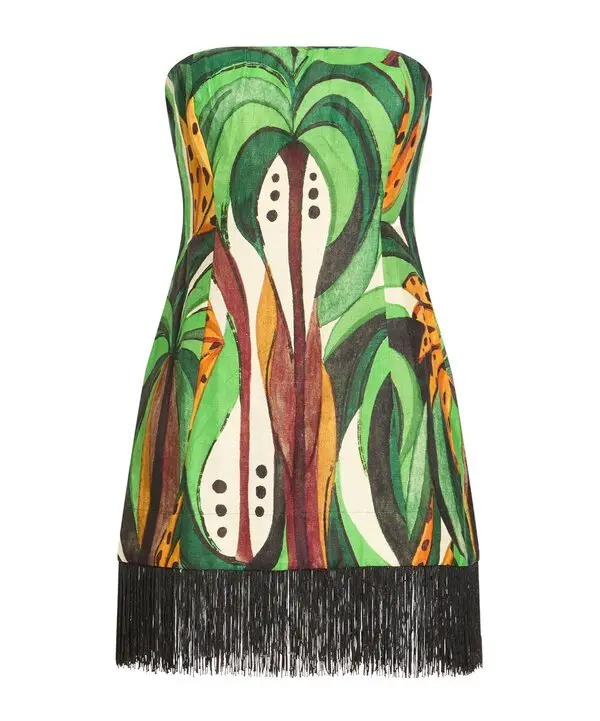 Farm Rio Sleeveless Floral Print Top With Tassel Trim