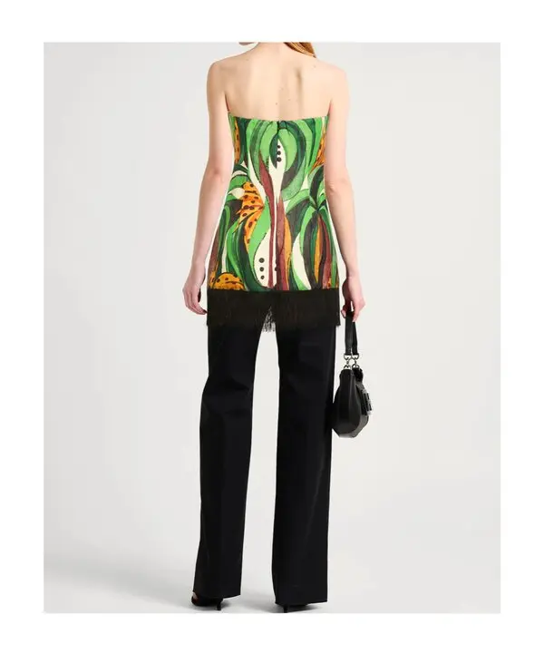 Farm Rio Sleeveless Floral Print Top With Tassel Trim
