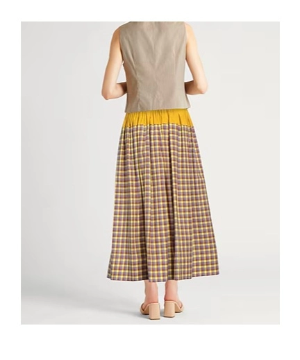 Tory Burch Flared Checked Maxi Skirt